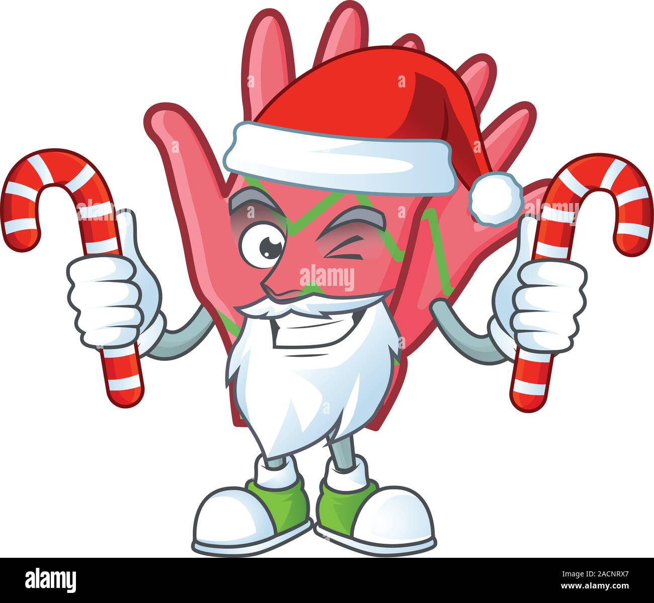 Christmas gloves Cartoon character in Santa with candy Stock Vector ...