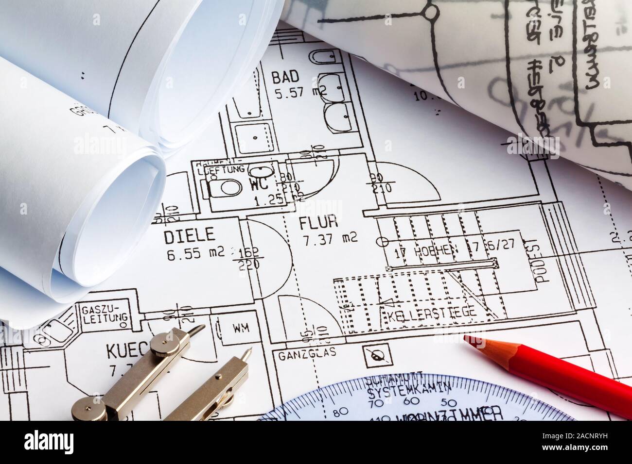 Construction plan of a residential building. house building Stock Photo ...