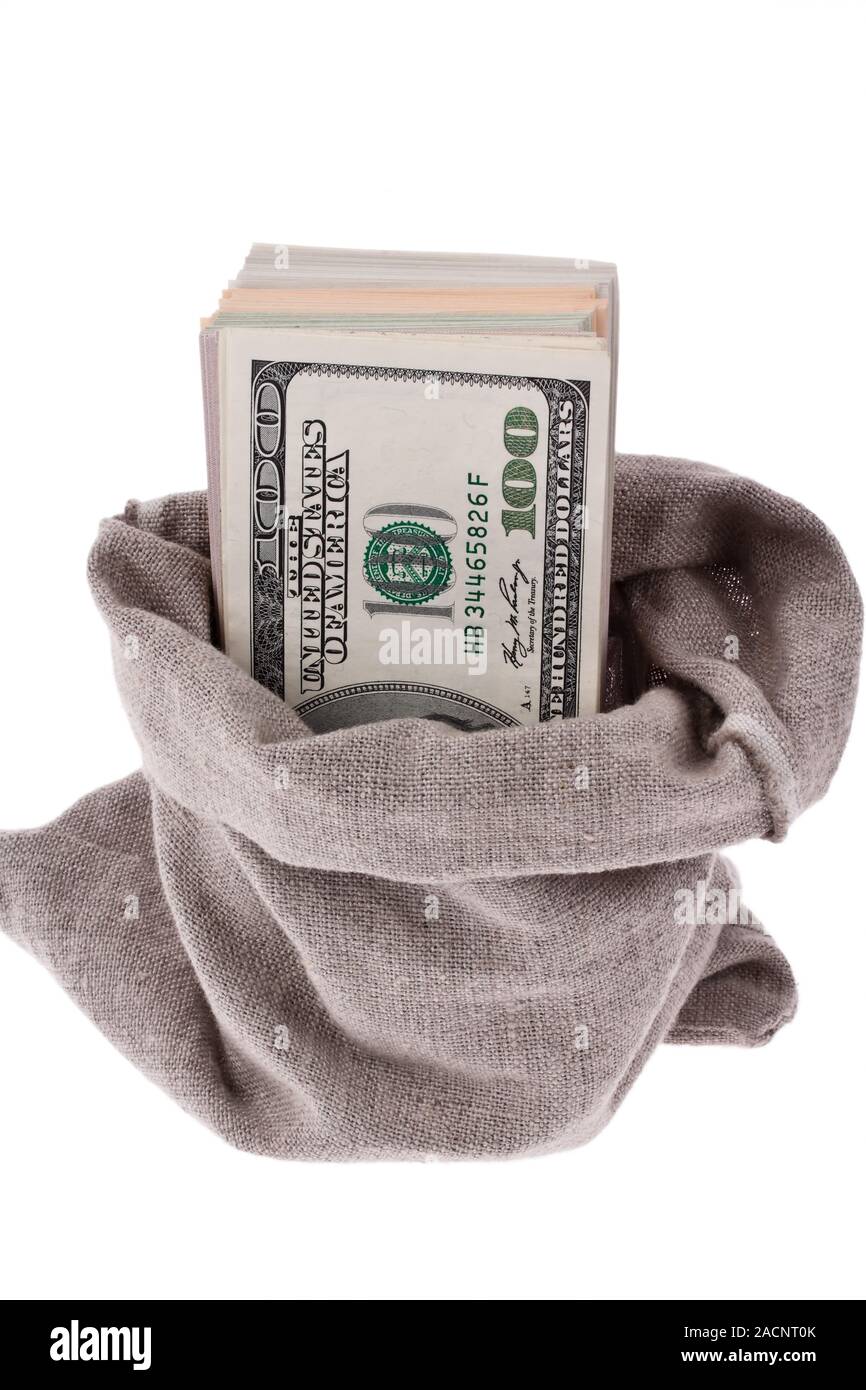 Dollar banknotes in a sack Stock Photo - Alamy