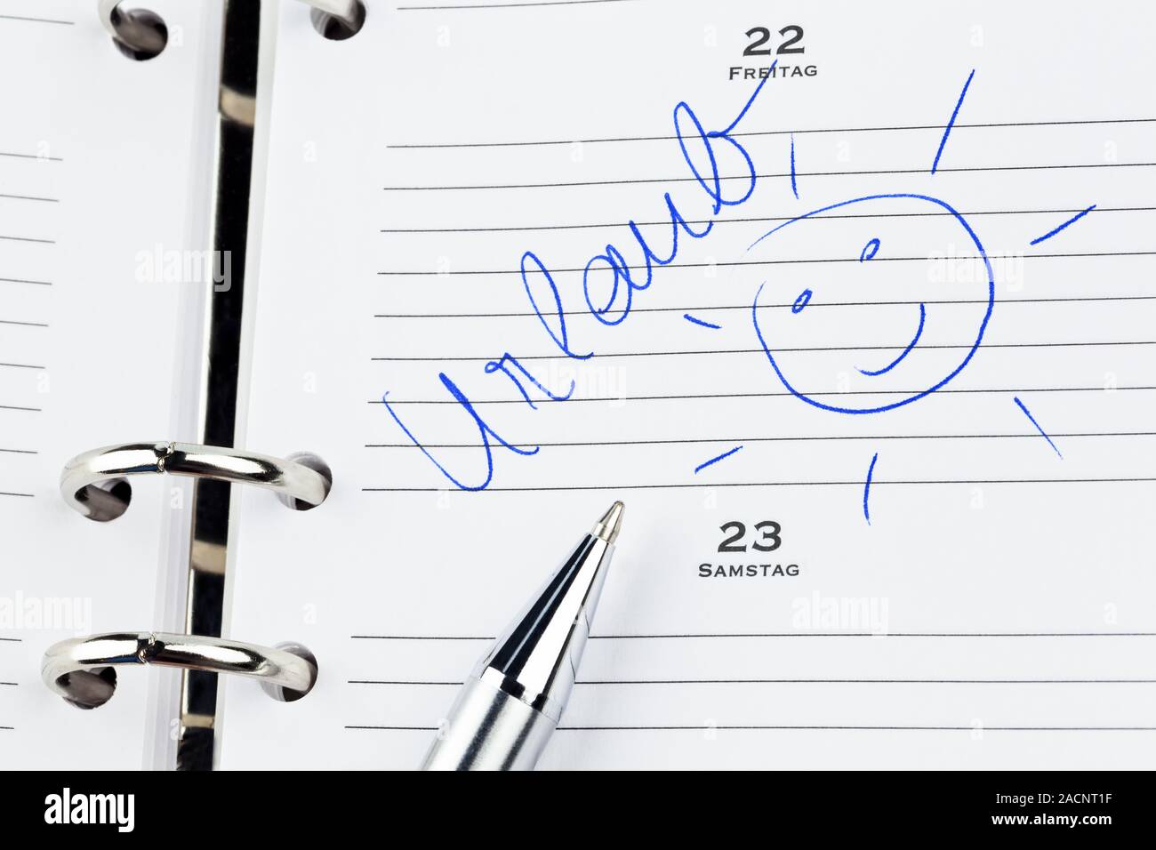 Entry in calendar: Vacation Stock Photo - Alamy