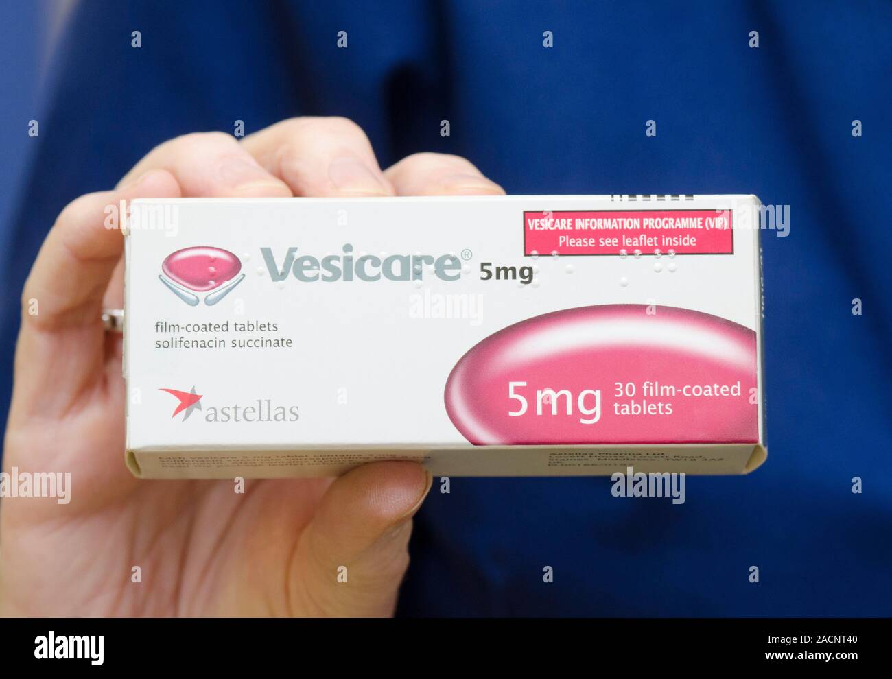 Pack of Vesicare (Solifenacin) tablets, a drug used to treat overactive ...