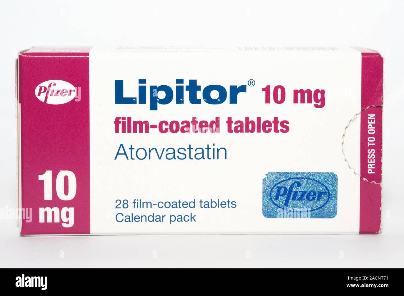 Pack of Lipitor (Atorvastatin) tablets, a statin drug prescribed to ...