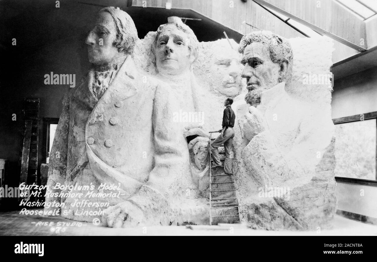 Mount Rushmore model. Danish-American sculptor Gutzon Borglum's (1867 ...