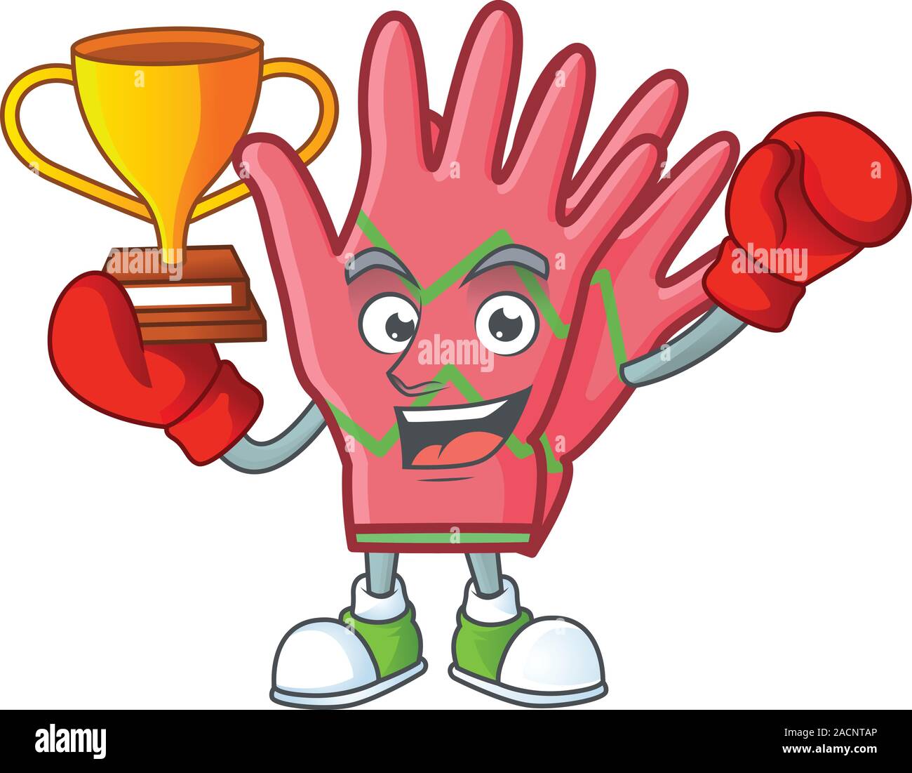 Super cool Boxing winner christmas gloves in mascot cartoon style Stock ...