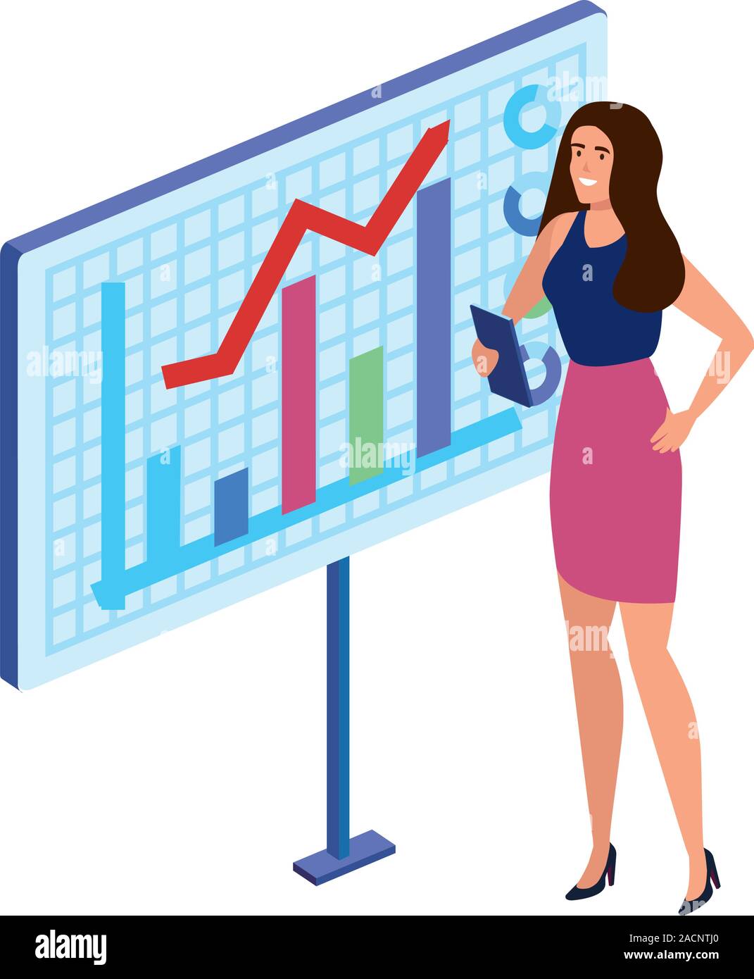 beautiful woman with infographic isolated icon Stock Vector Image & Art ...