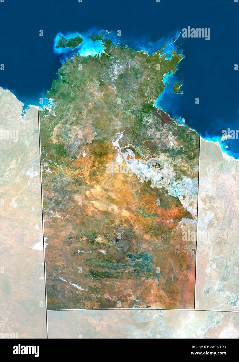 Northern Territory, Australia. Natural colour satellite image showing ...