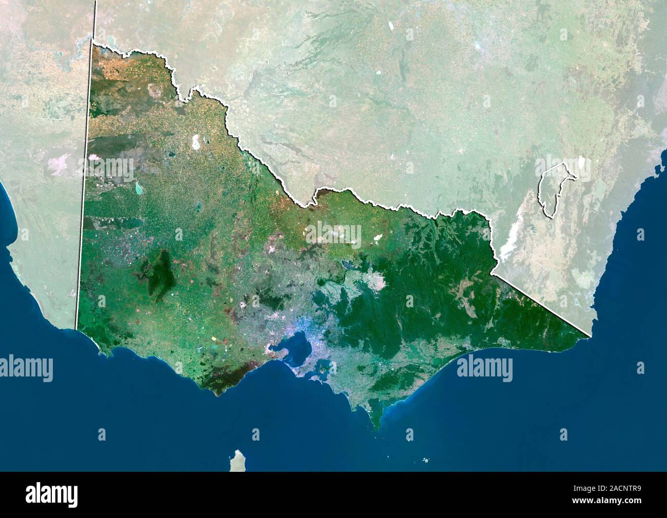 Victoria, Australia. True colour satellite image showing the state of ...