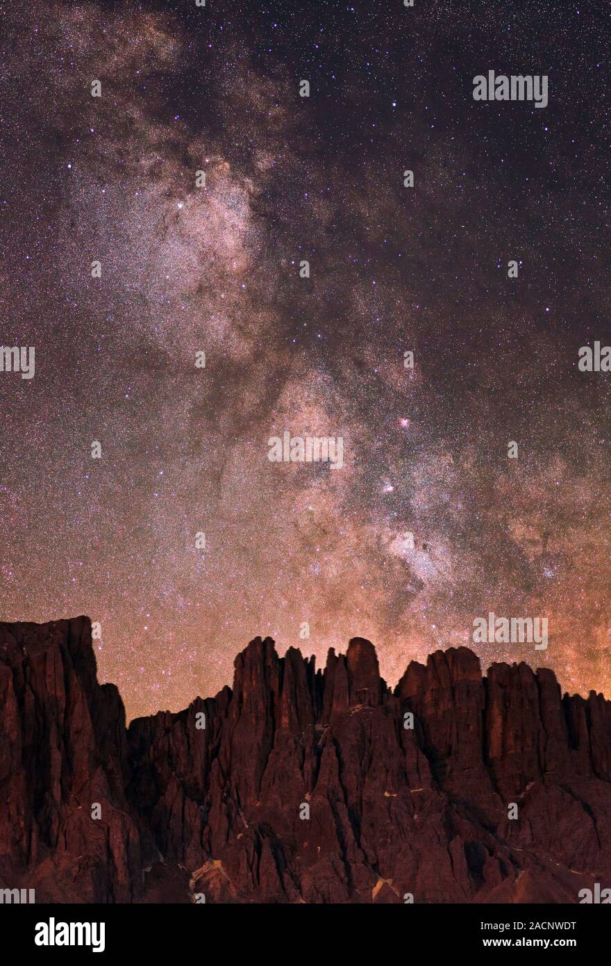 Milky Way over the Dolomites. View of the Milky Way over Latemar ...
