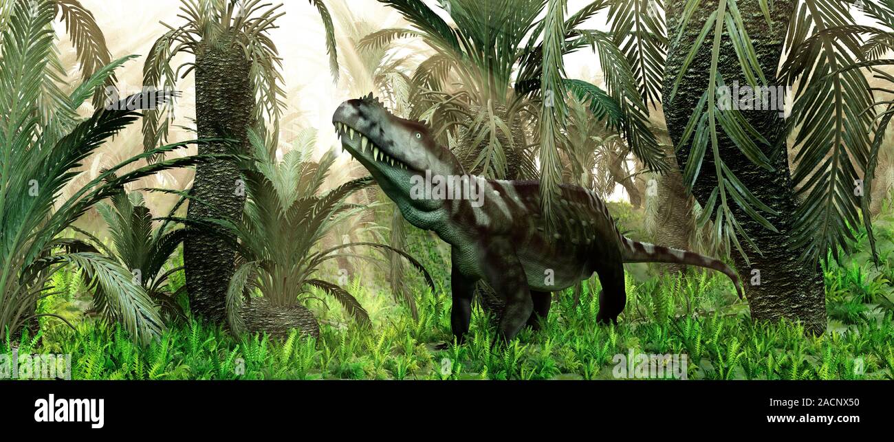 Prestosuchus archosaur. Computer artwork of a 15-foot-long (4.5 metres ...