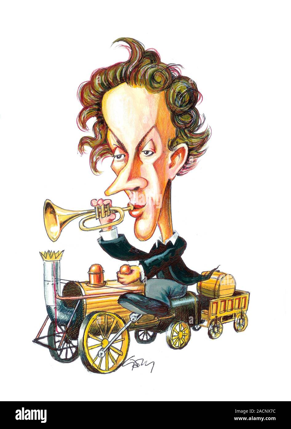 Christian Doppler (1803-1853). Caricature of the Austrian physicist ...