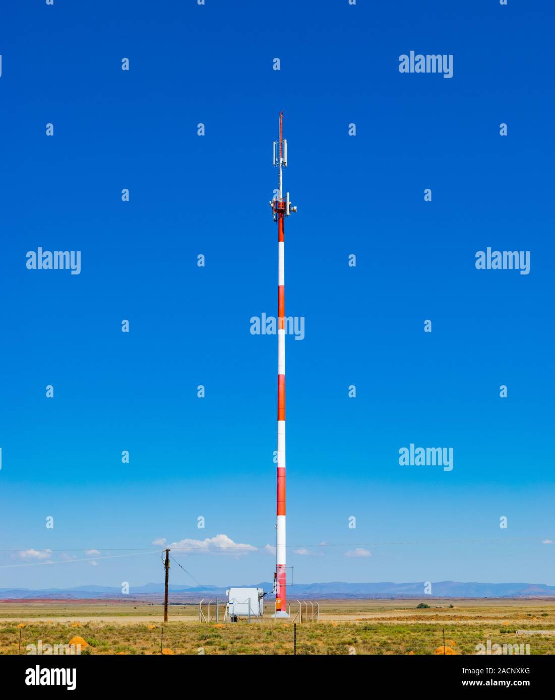 Red and White Cell Phone Tower in the countryside of South Africa Stock ...