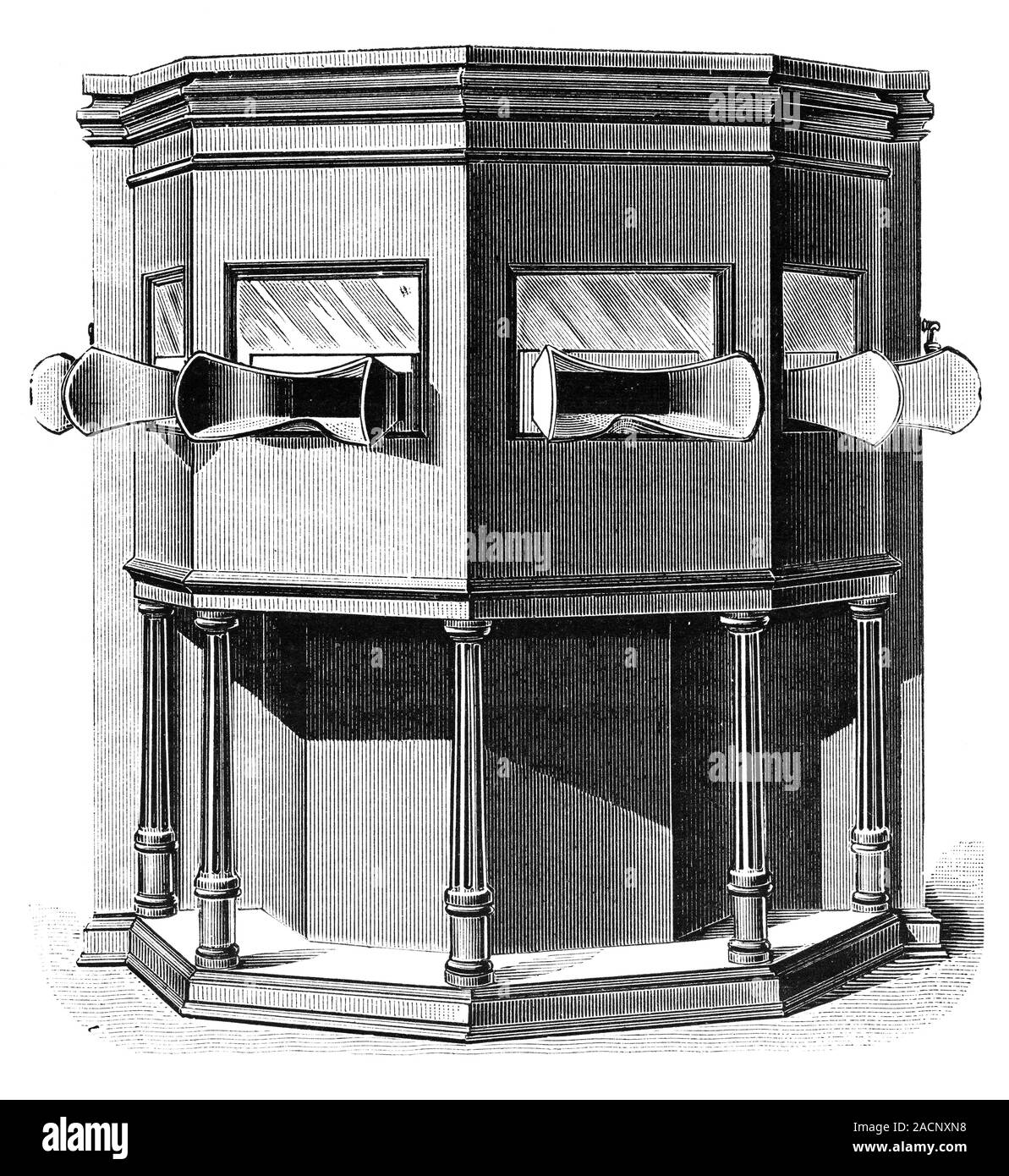 Photozootrope. 19th-century artwork of a device called a photozootrope ...