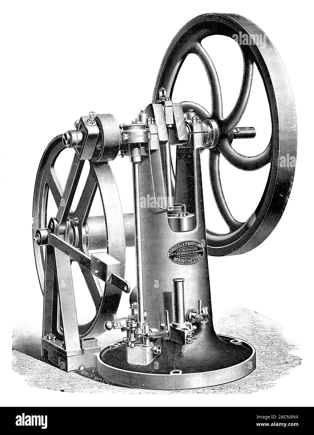 Crossley gas engine. 19th-century artwork of a British design of gas ...
