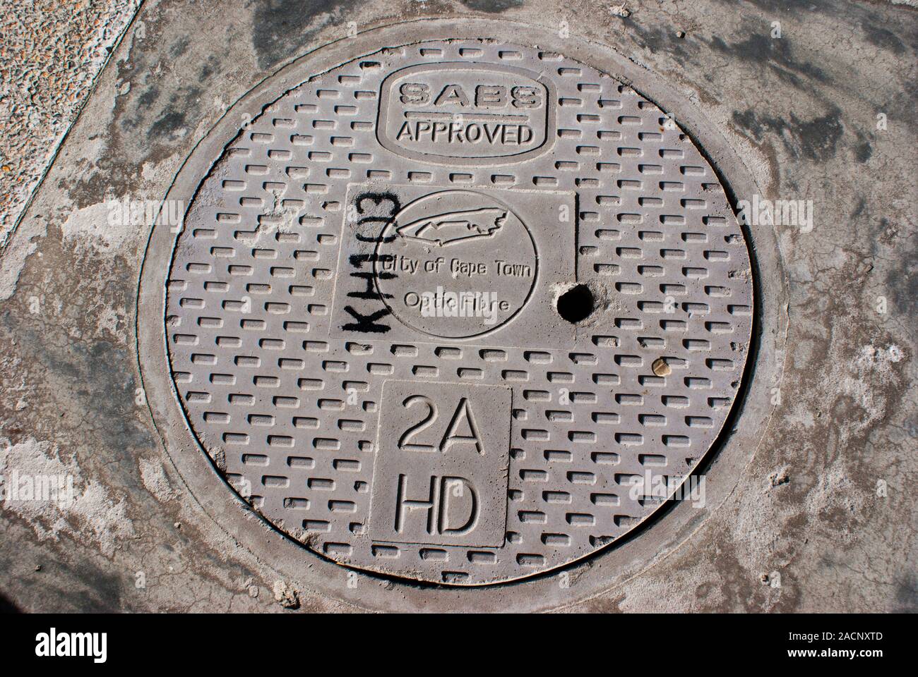 Optic fibre manhole cover in Cape Town, South Africa Stock Photo - Alamy