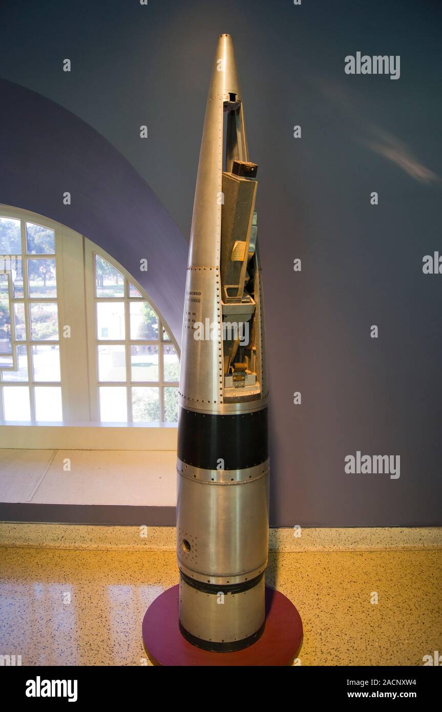 Aerobee sounding rocket nosecone showing spectrograph payload (last ...