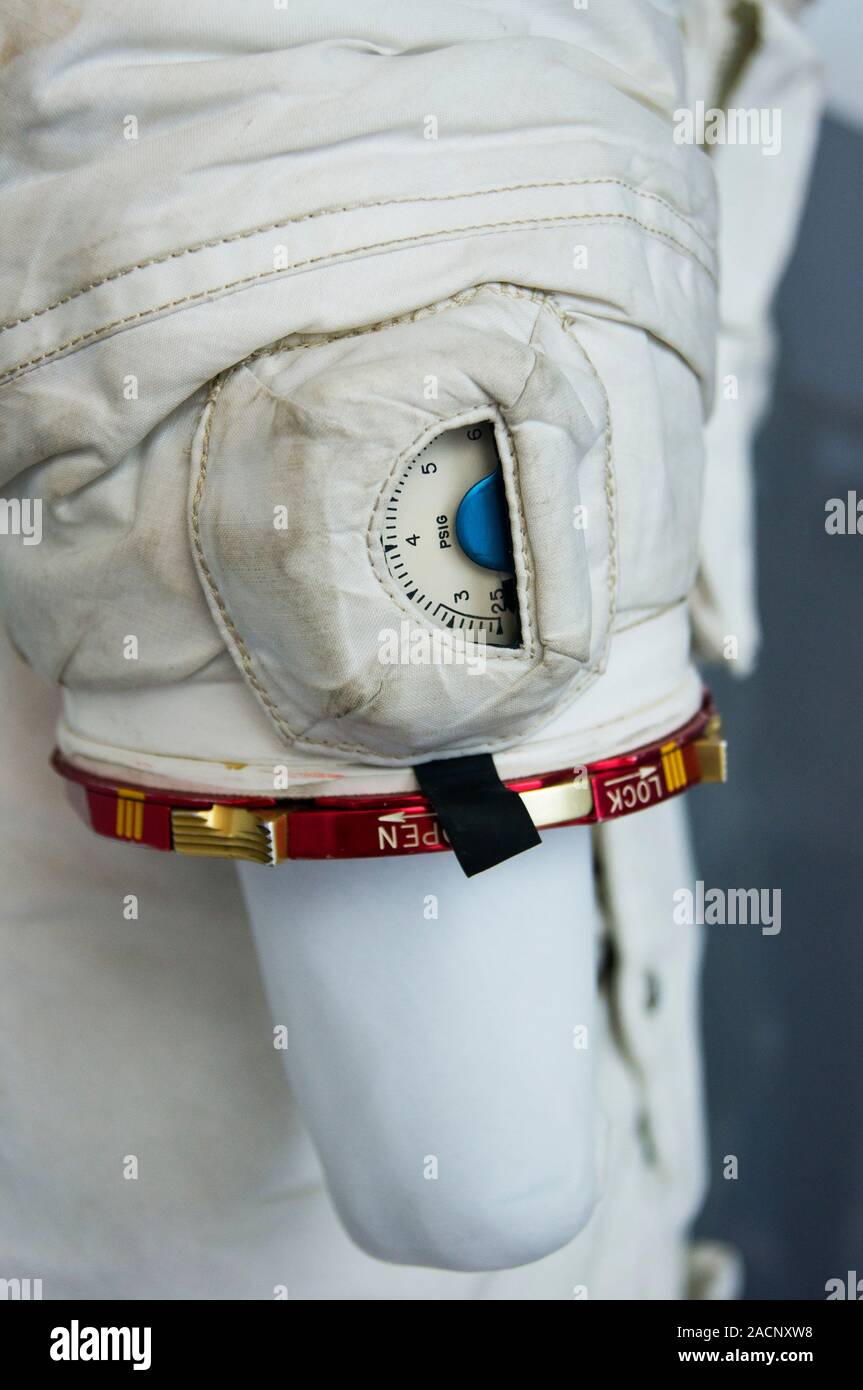 Wrist of Thomas Mattingly's Apollo spacesuit showing glove connector ...