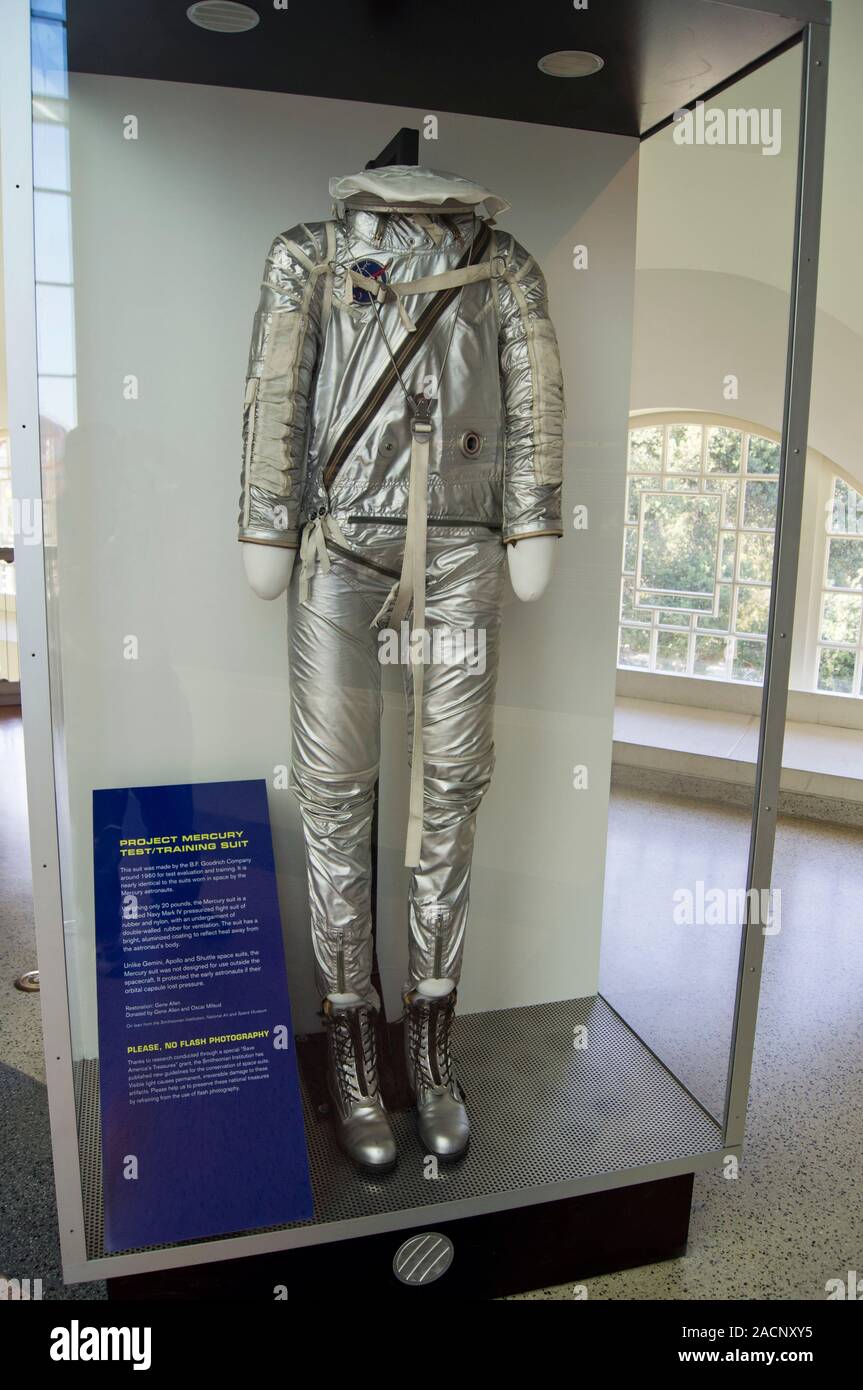 Mercury training spacesuit at California Science Center, Los Angeles ...