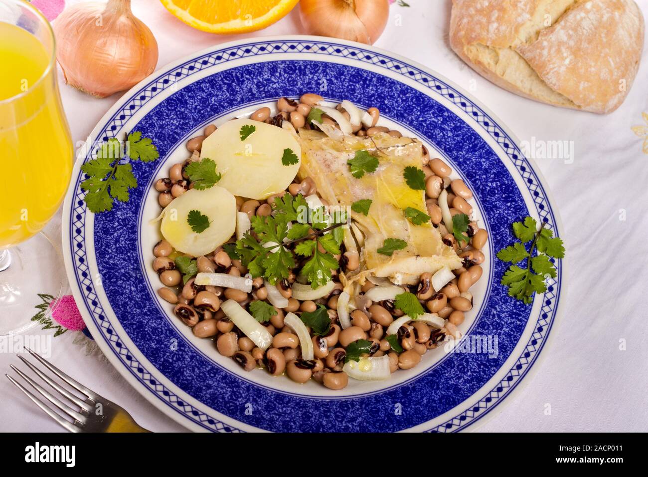 meal with beans and cod Stock Photo - Alamy
