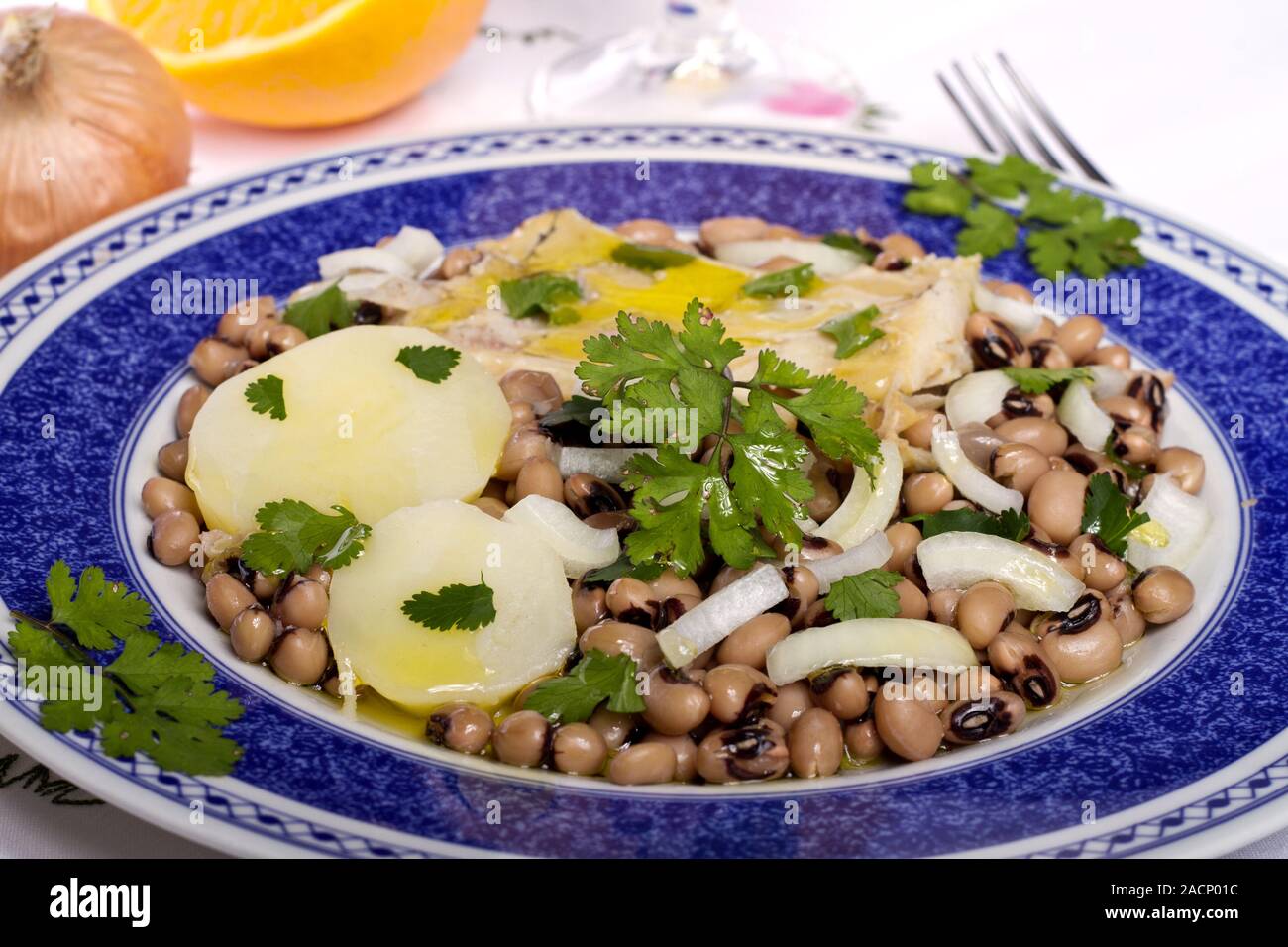 meal with beans and cod Stock Photo - Alamy