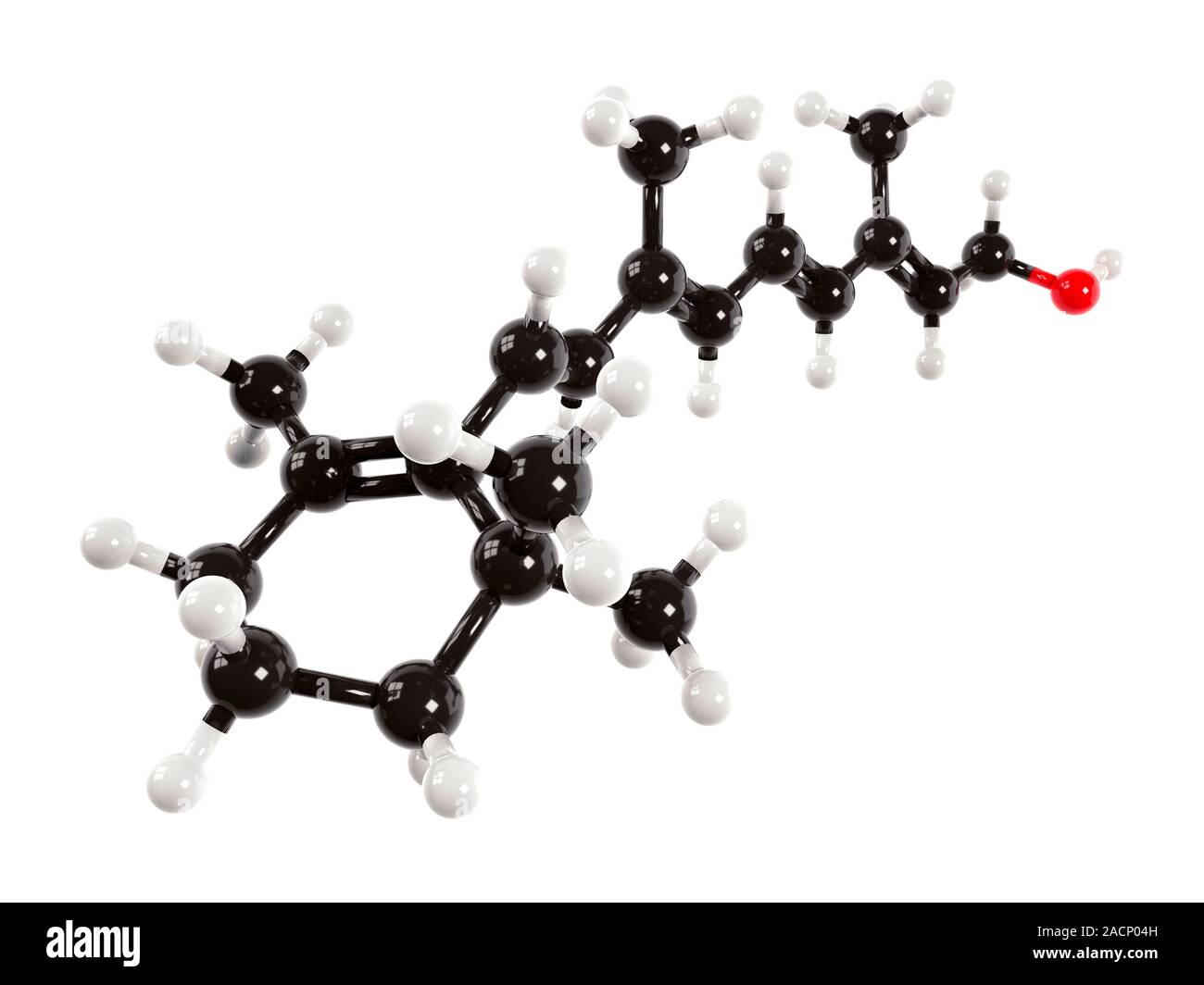 Vitamin A molecule. Computer model showing the structure of a molecule ...