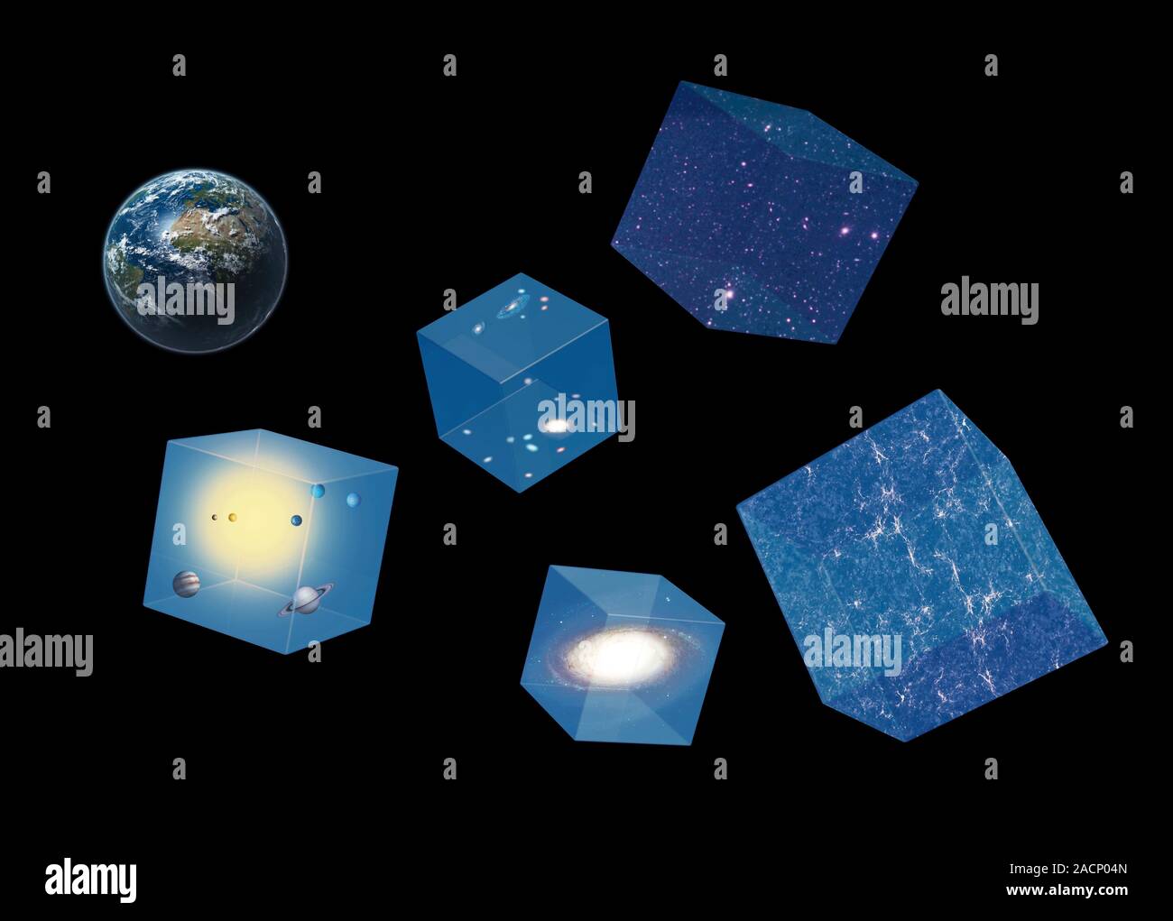 Earth and space. Conceptual computer artwork showing the planet Earth ...