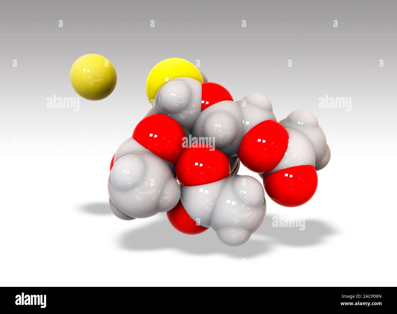 Auranofin drug molecule. Computer artwork showing the structure of a ...
