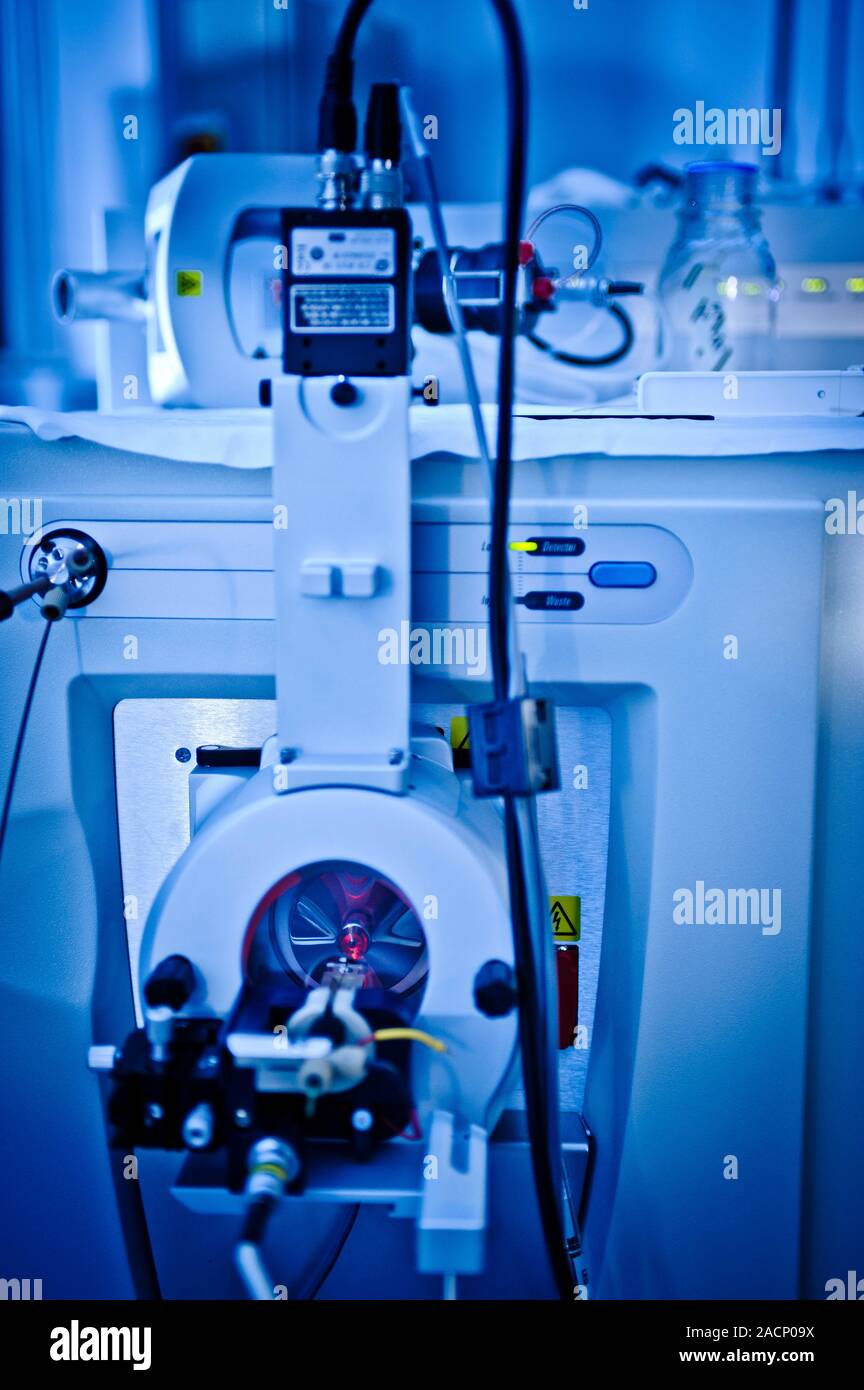 Mass spectrometer in a lab. Mass spectrometry uses strong magnetic and ...
