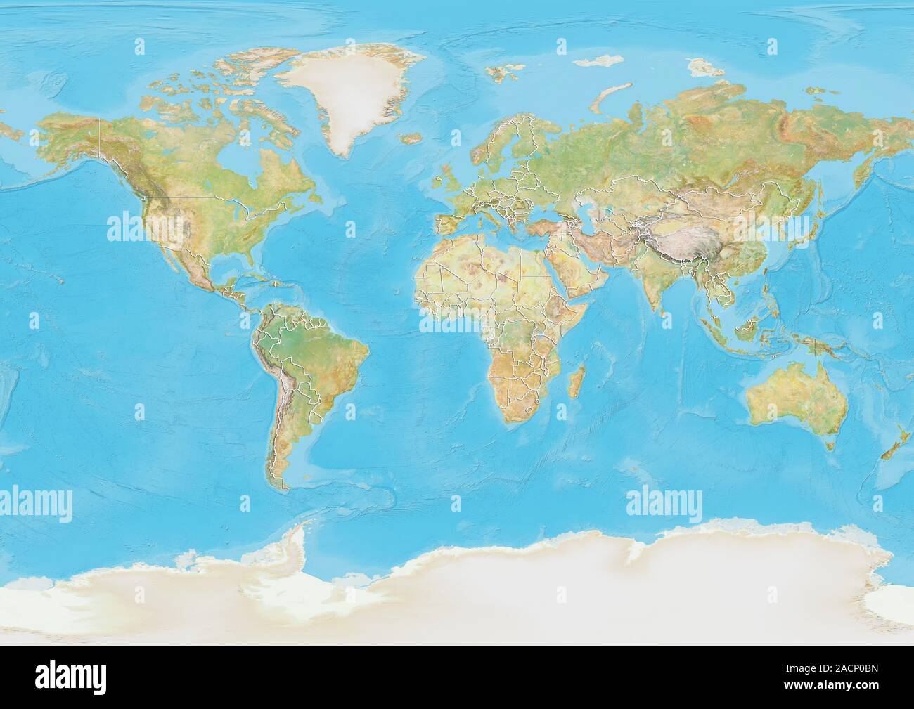 World map. North is at top. Map of the World showing country borders ...
