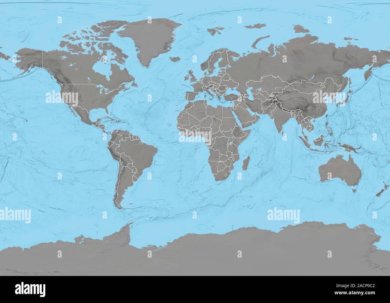 World map. North is at top. Map of the World showing country borders ...