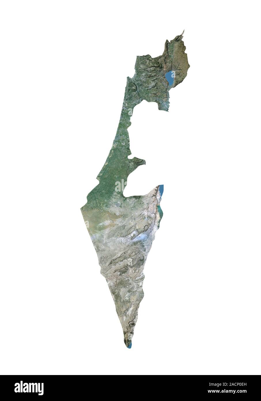 Israel, satellite image. North is at top. Natural colour satellite ...