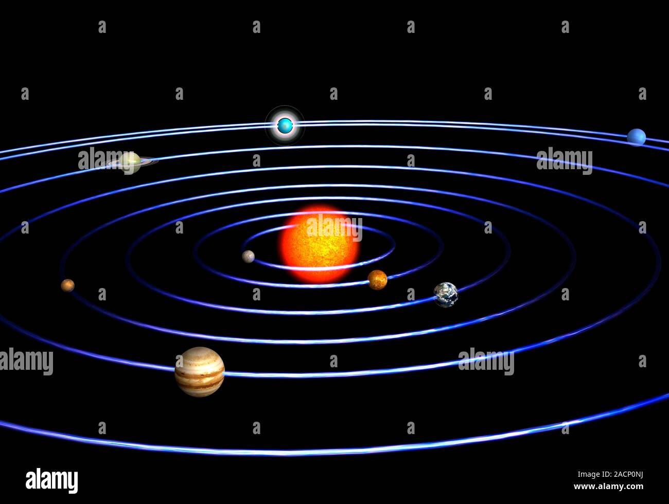Solar system. Computer artwork of the Solar System, showing the orbits ...