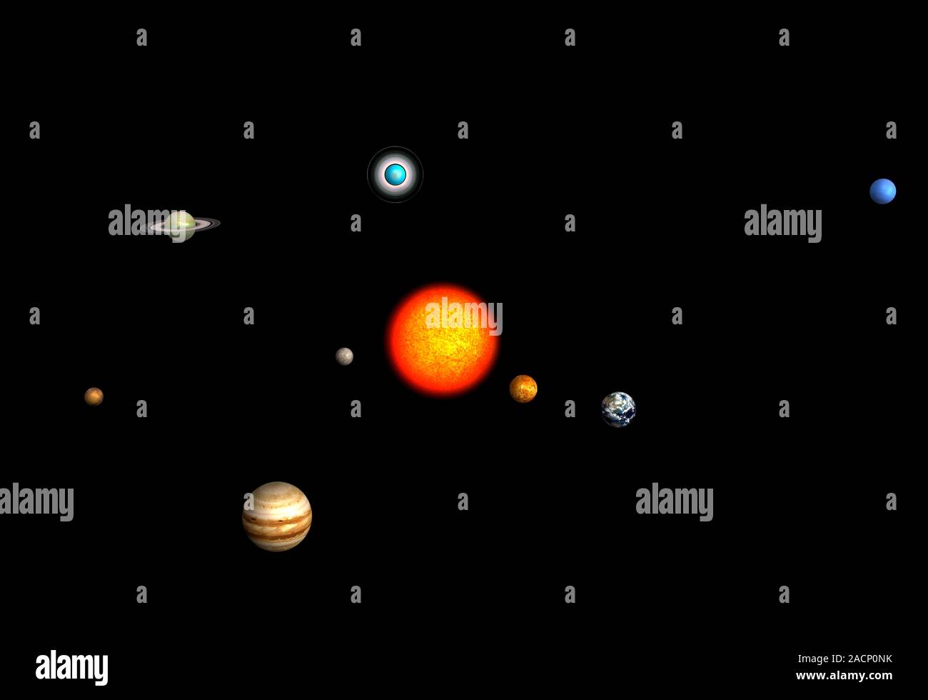 Solar system. Computer artwork of the Solar System, showing the ...