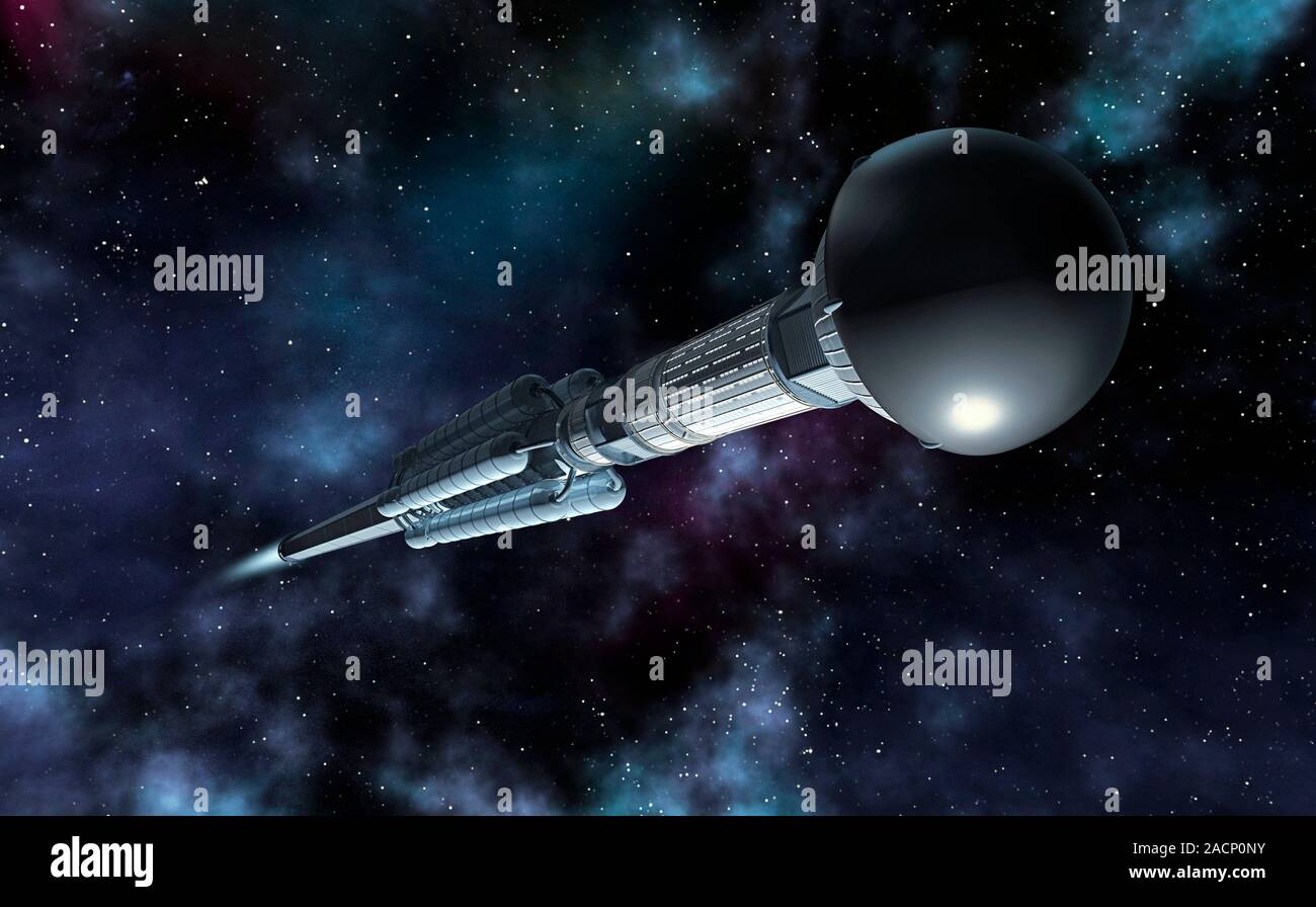 Antimatter spaceship. Computer artwork of an antimatter propelled ...