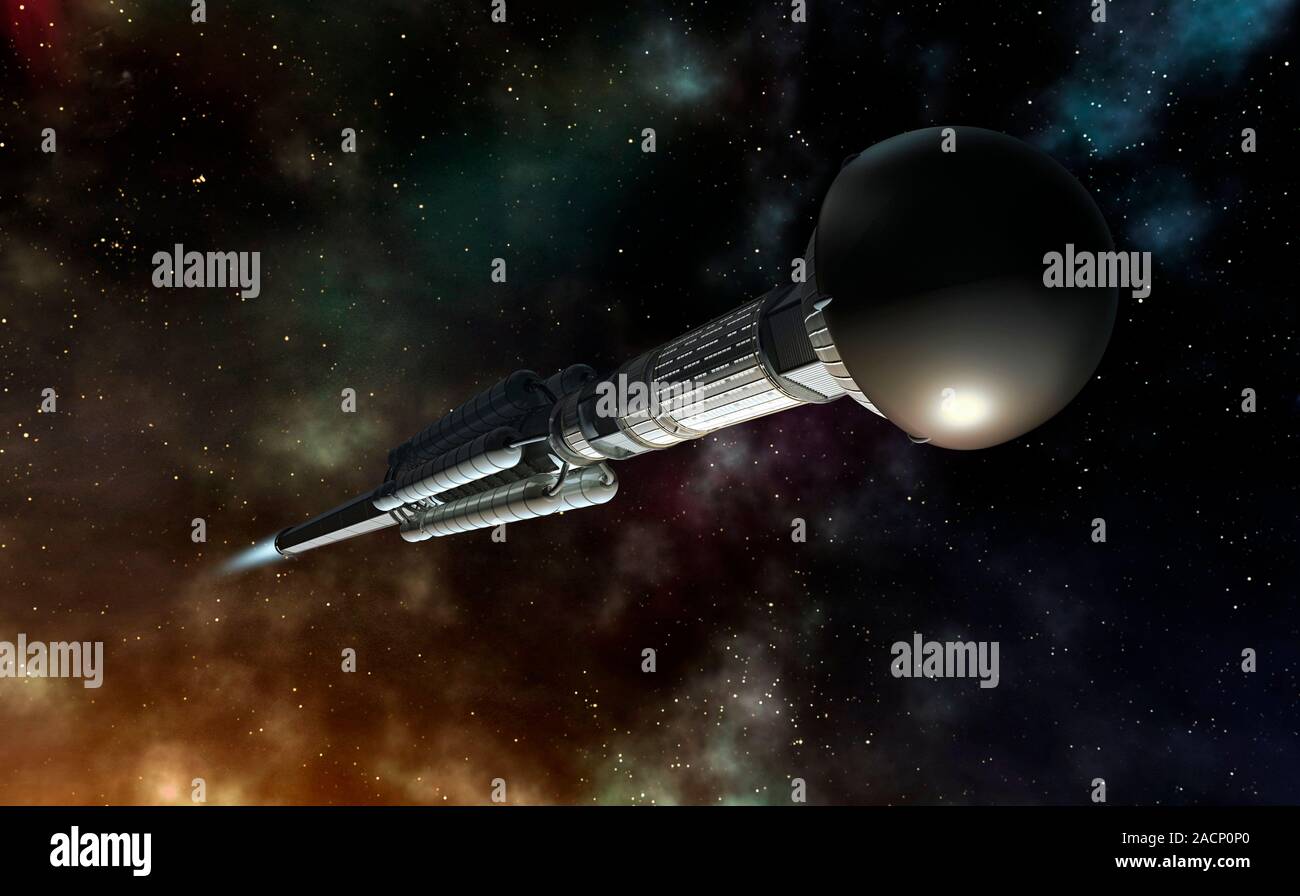 Antimatter spaceship. Computer artwork of an antimatter propelled ...