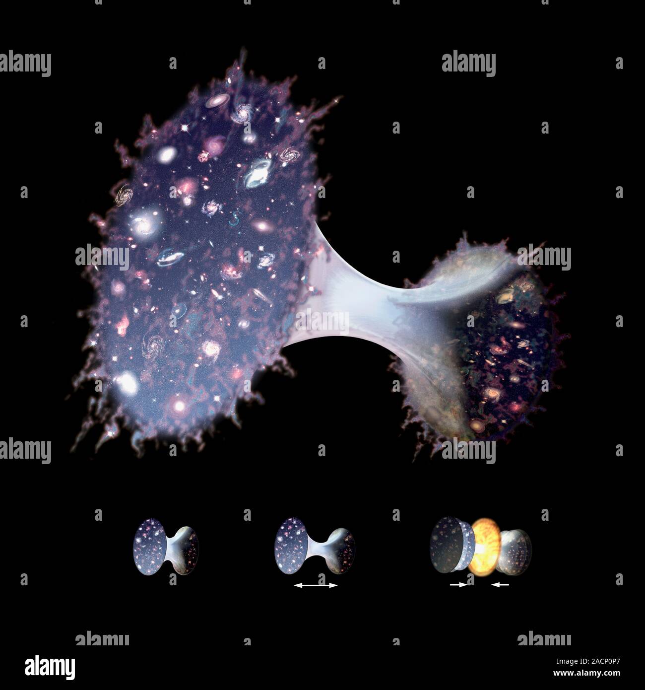 Big Bounce cyclic double universe, conceptual image. Computer artwork ...