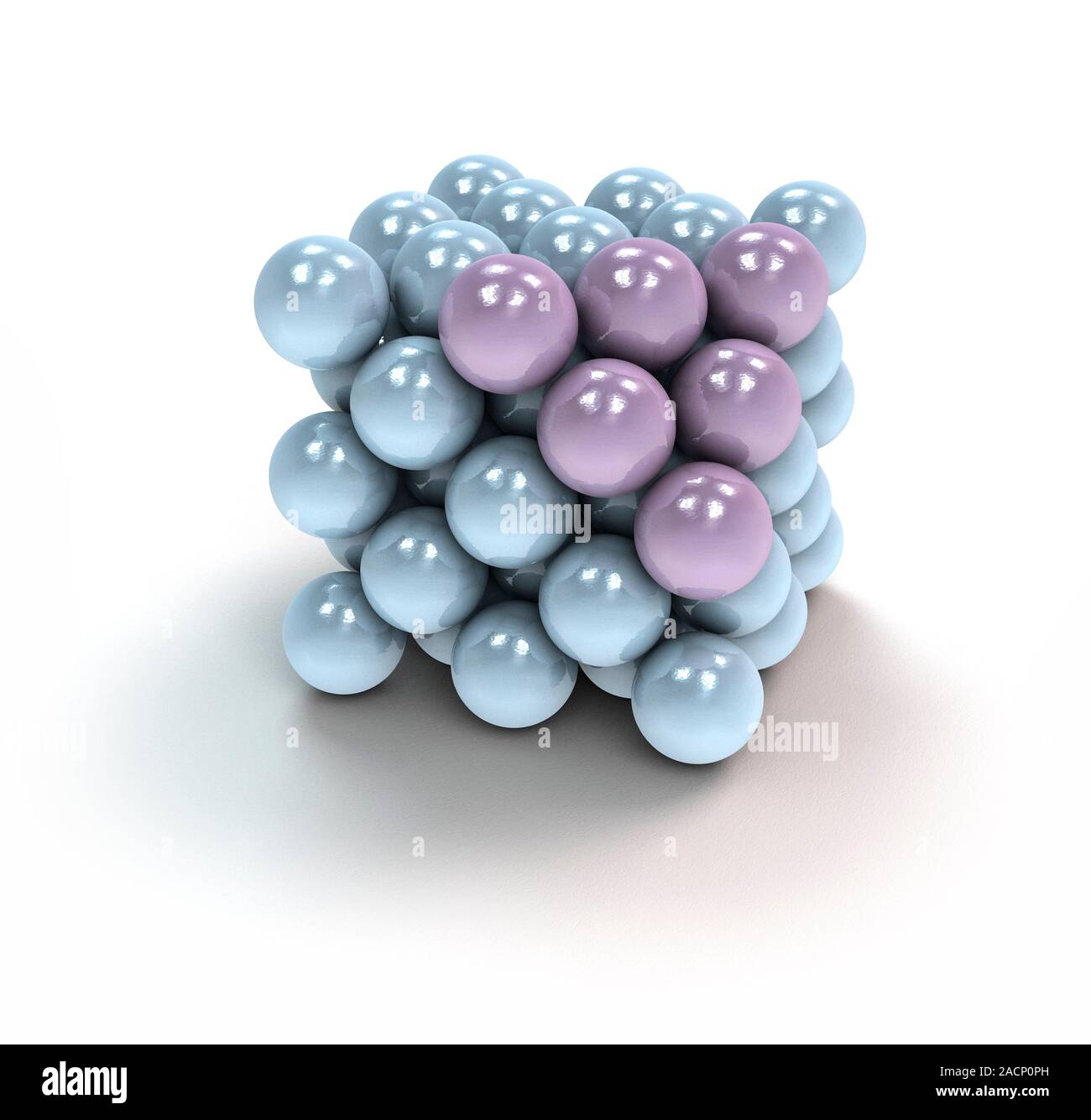 Cubic close-packed crystal structure. Computer artwork of a cubic close ...