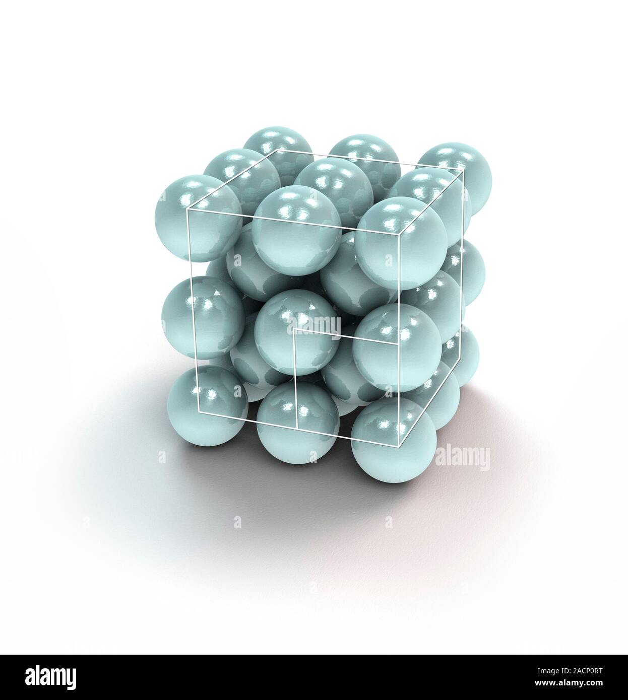 Space-centred cubic crystal structure. Computer artwork of a space ...