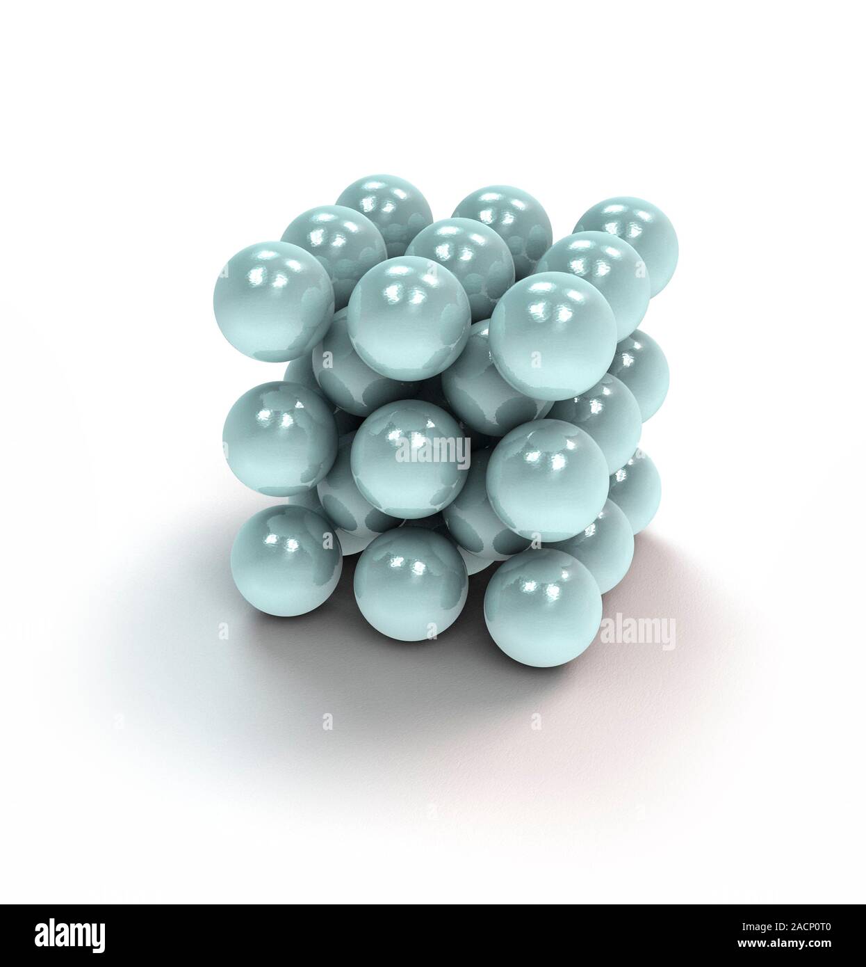 Space-centred cubic crystal structure. Computer artwork of a space ...