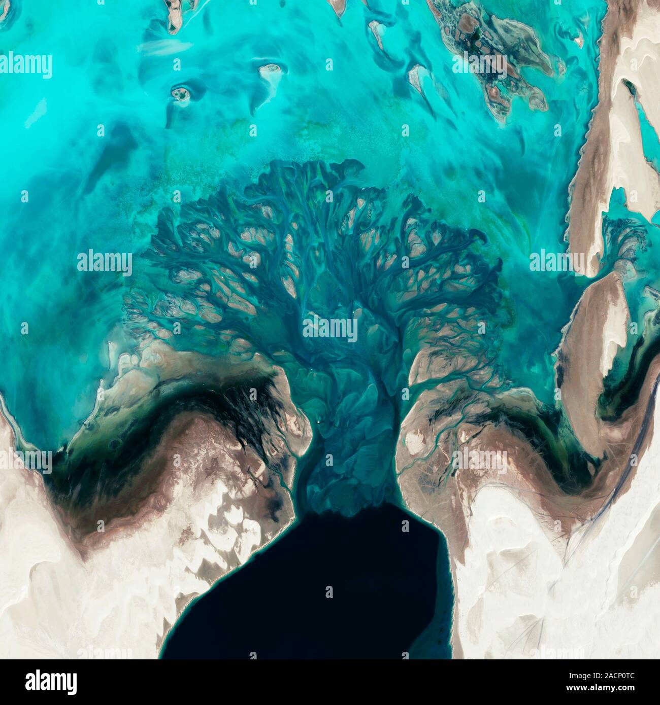 Tidal lake. Satellite image of Khor al Adaid, a tidal lake in South ...