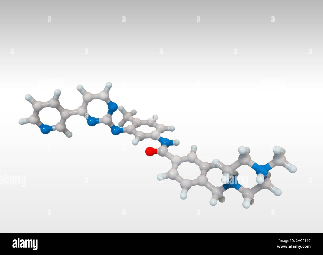 Imatinib drug, molecular model. Imatinib is a drug used to treat a ...