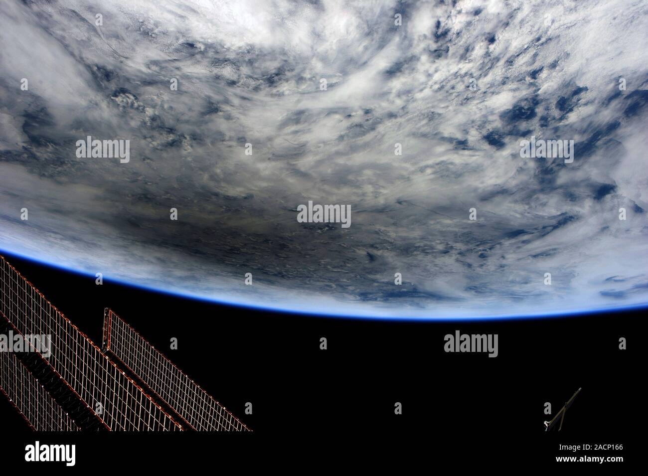 Solar eclipse, ISS image. Photograph showing the moon's shadow over ...
