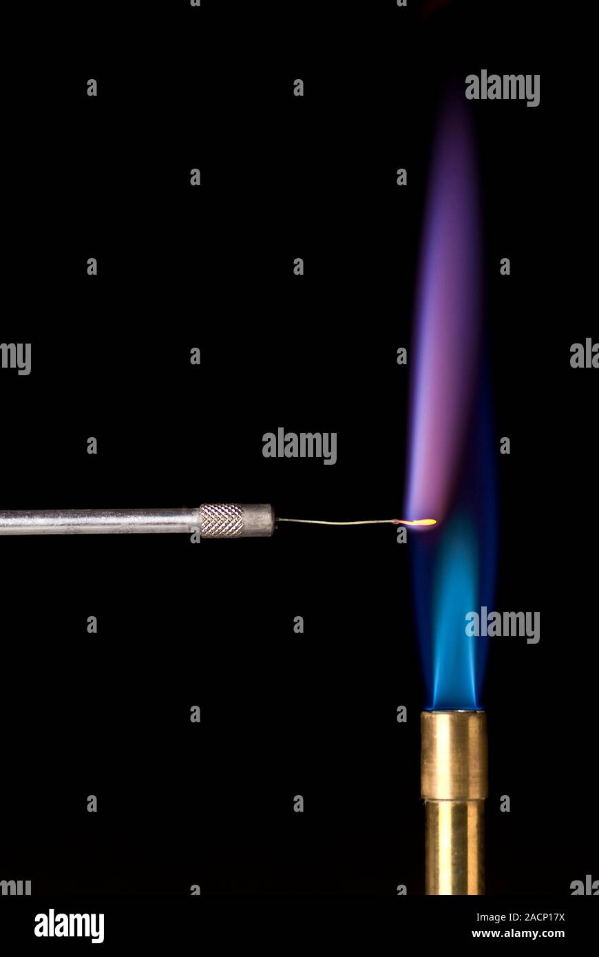 Potassium flame test. Positive result of a flame test for potassium (K ...
