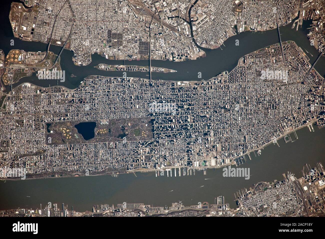 New York City from space, ISS image. New York City photographed from ...