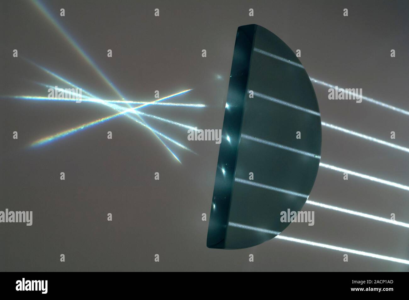 Light rays and semi-circular prism. As light rays pass between ...