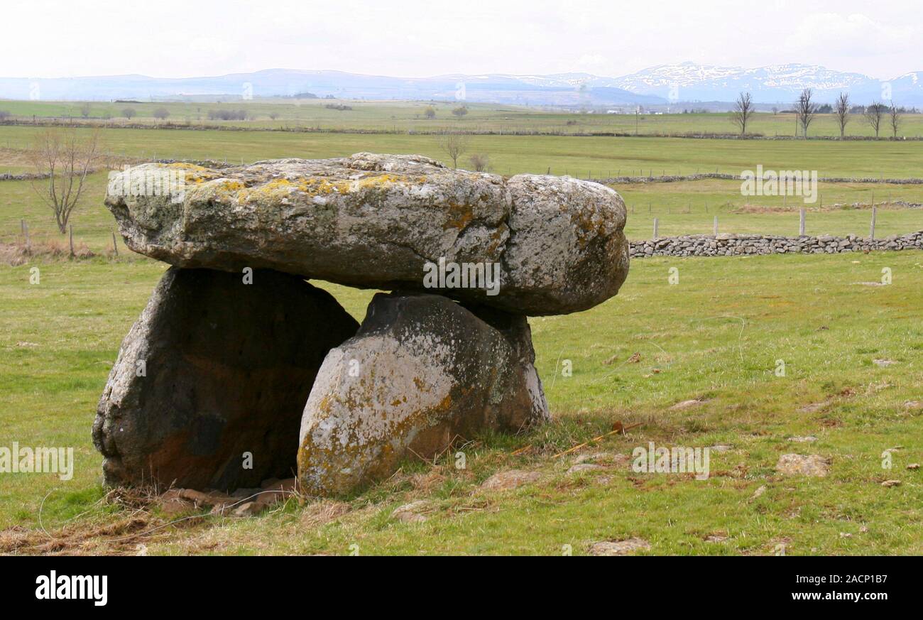 Dolmen. This structure, which was once a neolithic burial chamber (dolmen), consists of large ...