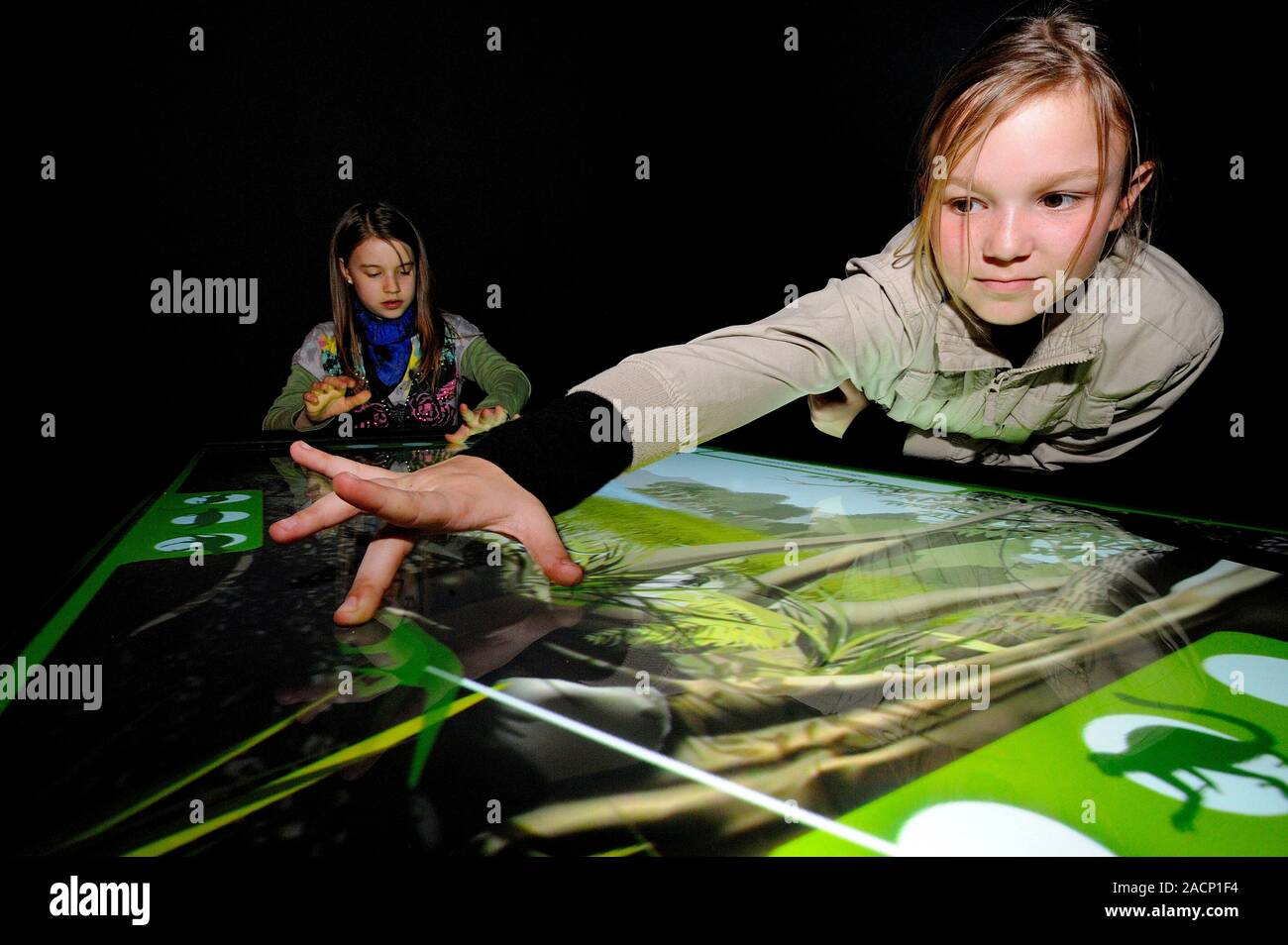 Children at a museum. Children at the In the Shadow of the Dinosaurs ...