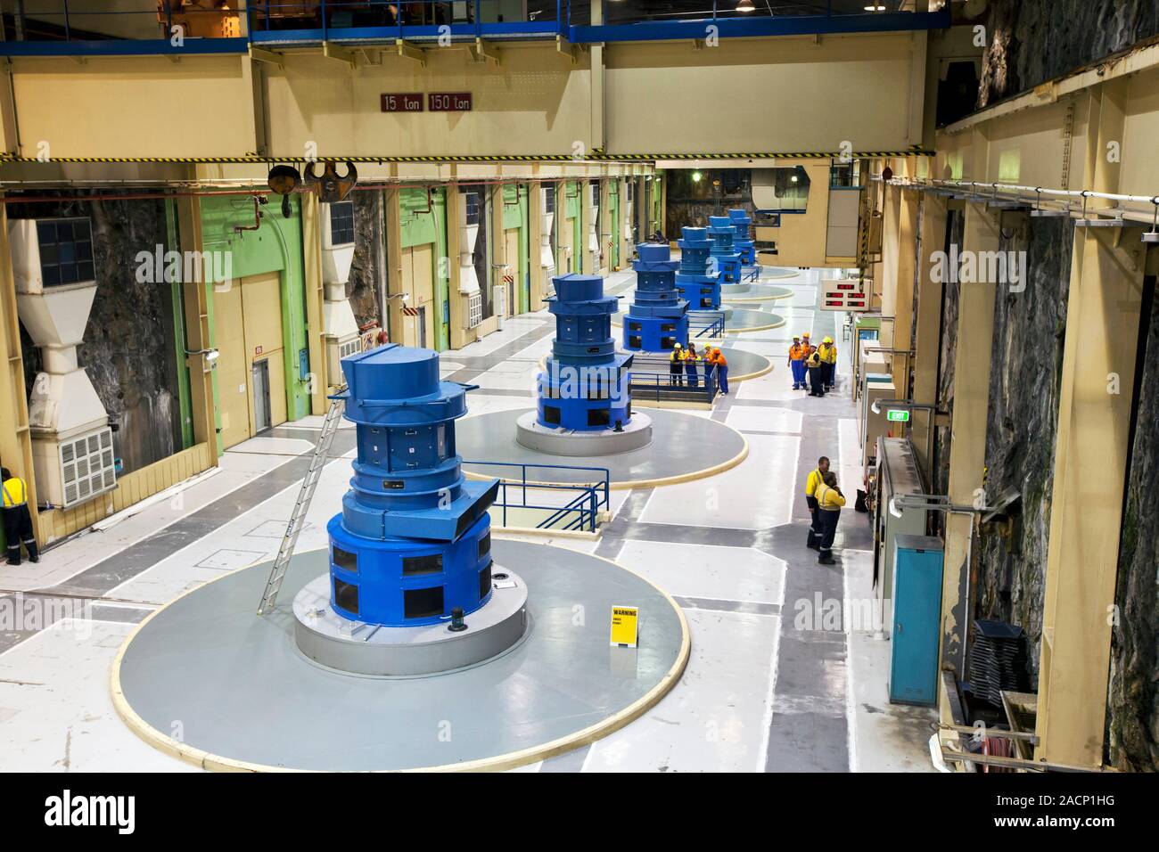 Generator hall of the Manapouri Hydroelectric Power Station, New ...
