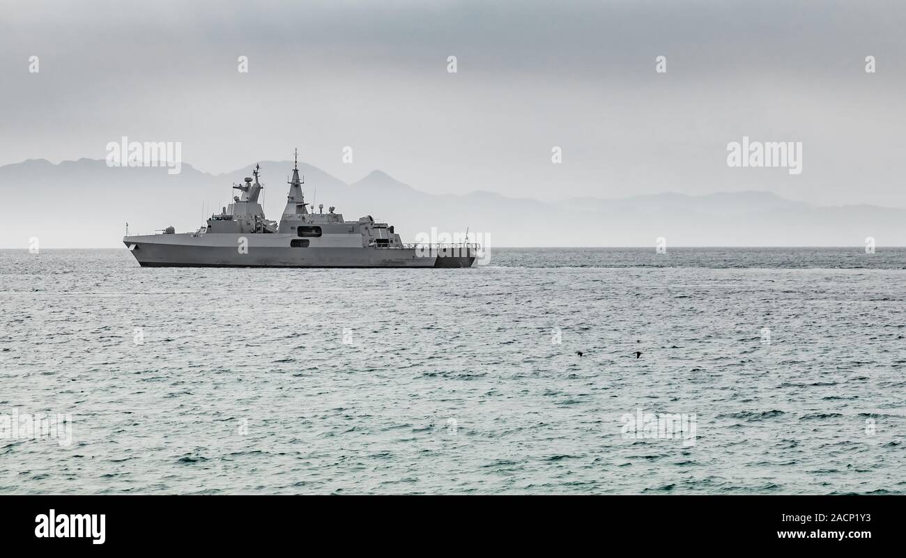 South African Navy Frigate warship in False Bay Cape Town South Africa ...