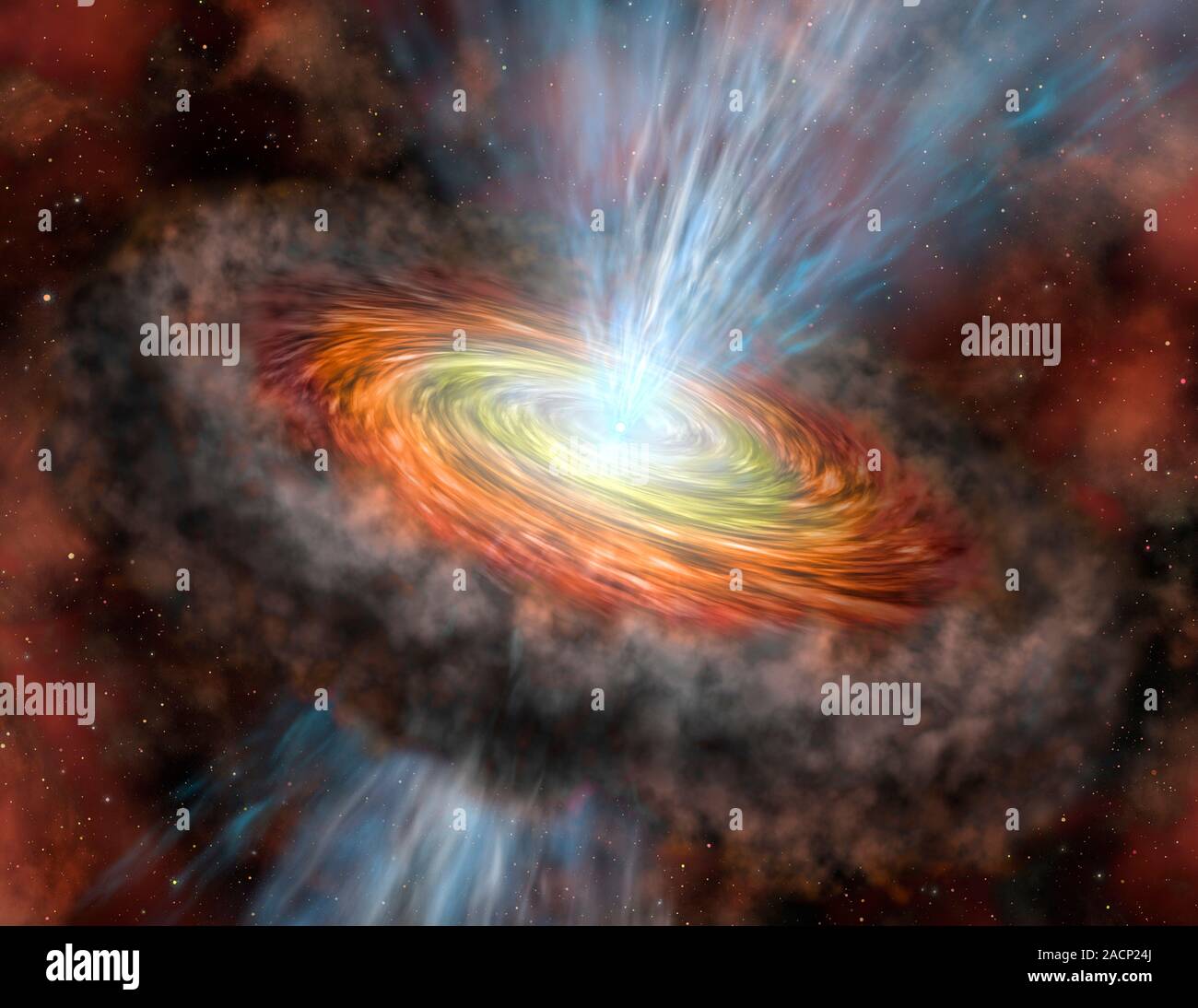 W33A protostar accretion disc. Artwork of the accretion disc (yellow ...