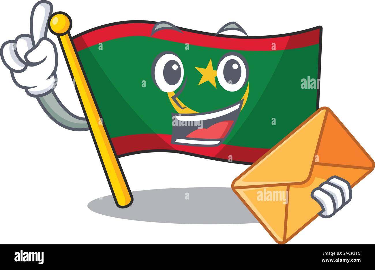 With envelope Happy face flag mauritania mascot cartoon style Stock ...